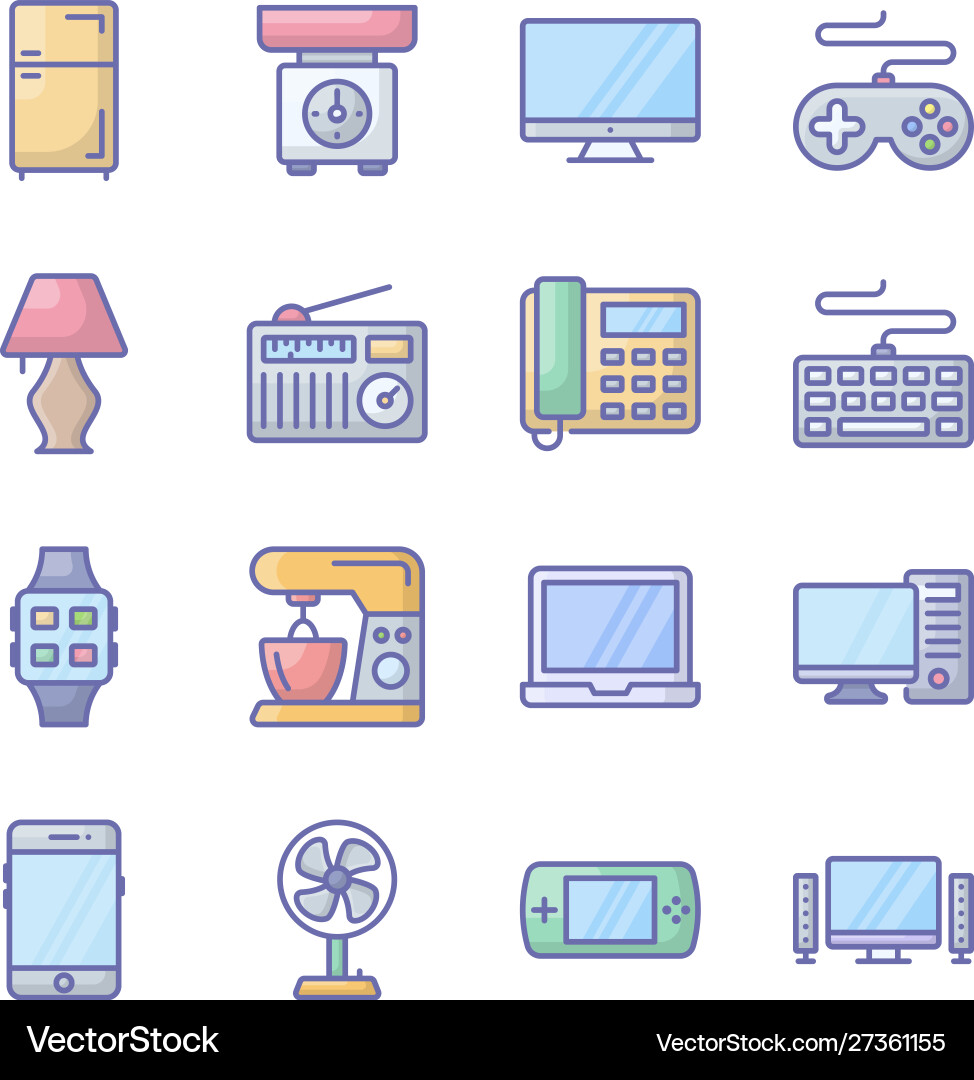 Electronic appliances flat pack Royalty Free Vector Image