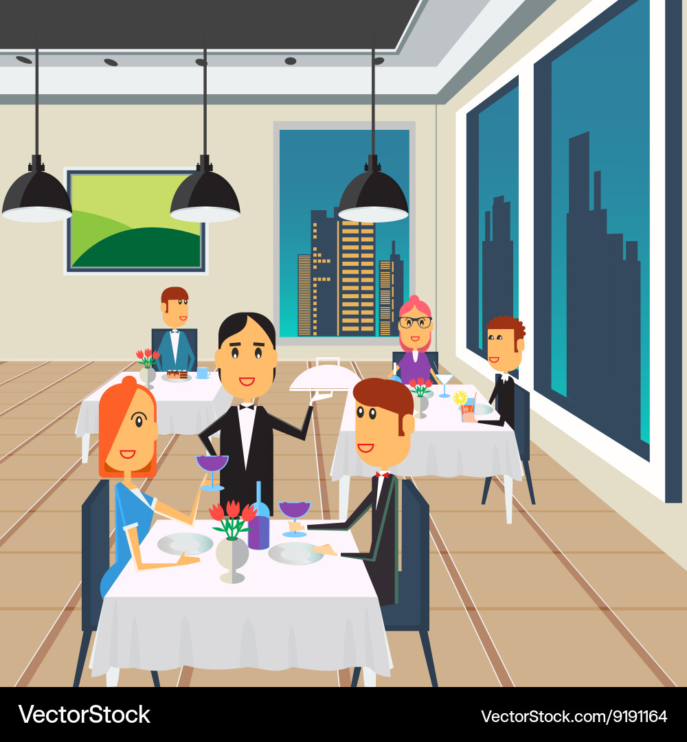 People in Restaurant Restaurant Interior Vector Image