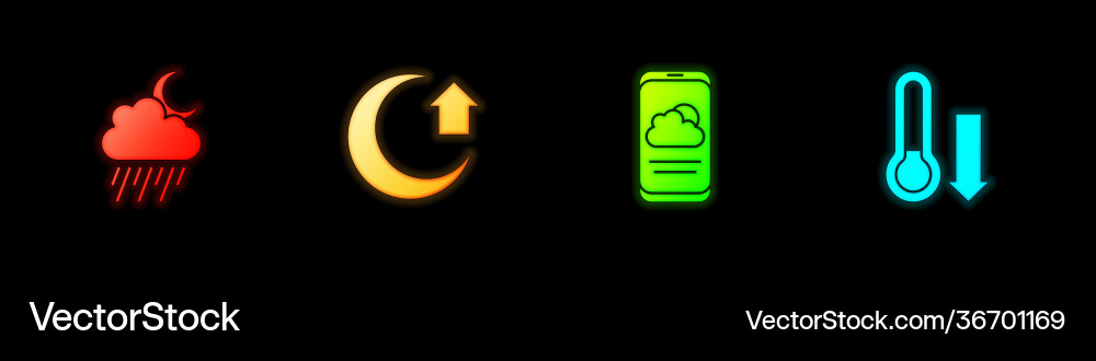 Set cloud with rain and moon moon weather Vector Image