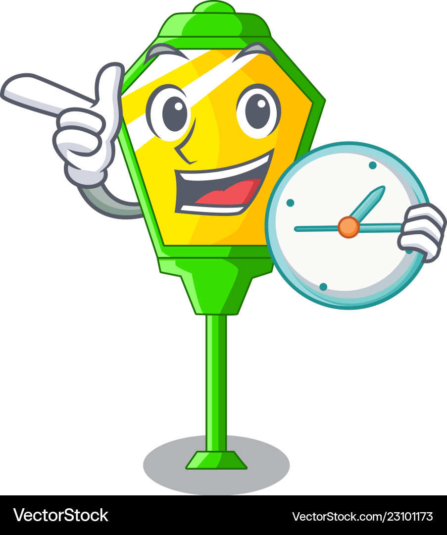 With clock lamp post in isolated on mascot Vector Image