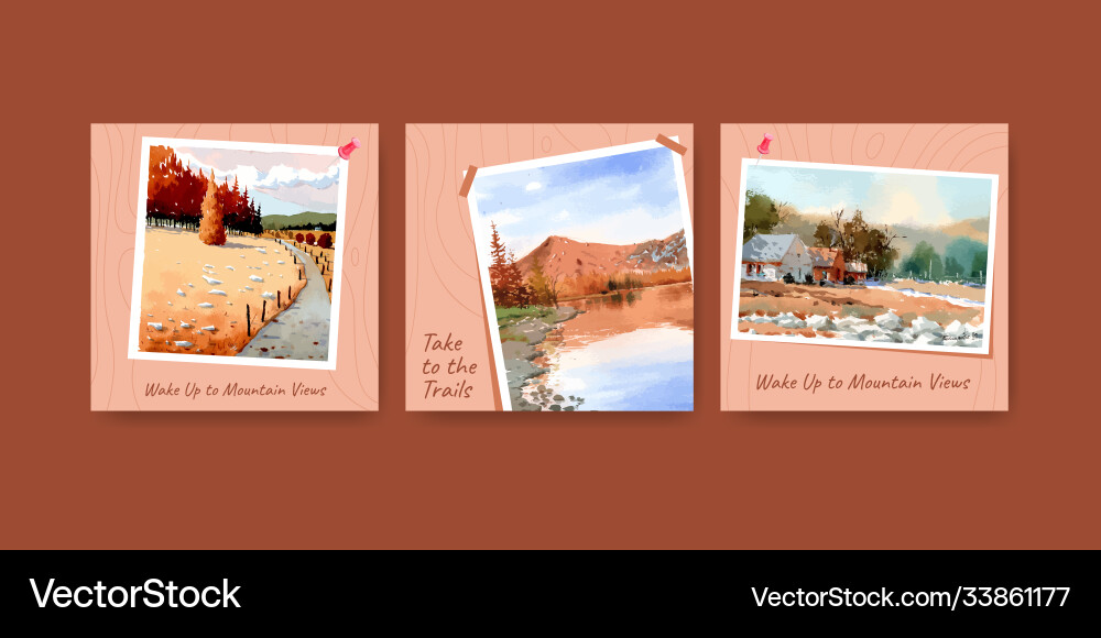 Ads template with landscape in autumn design Vector Image