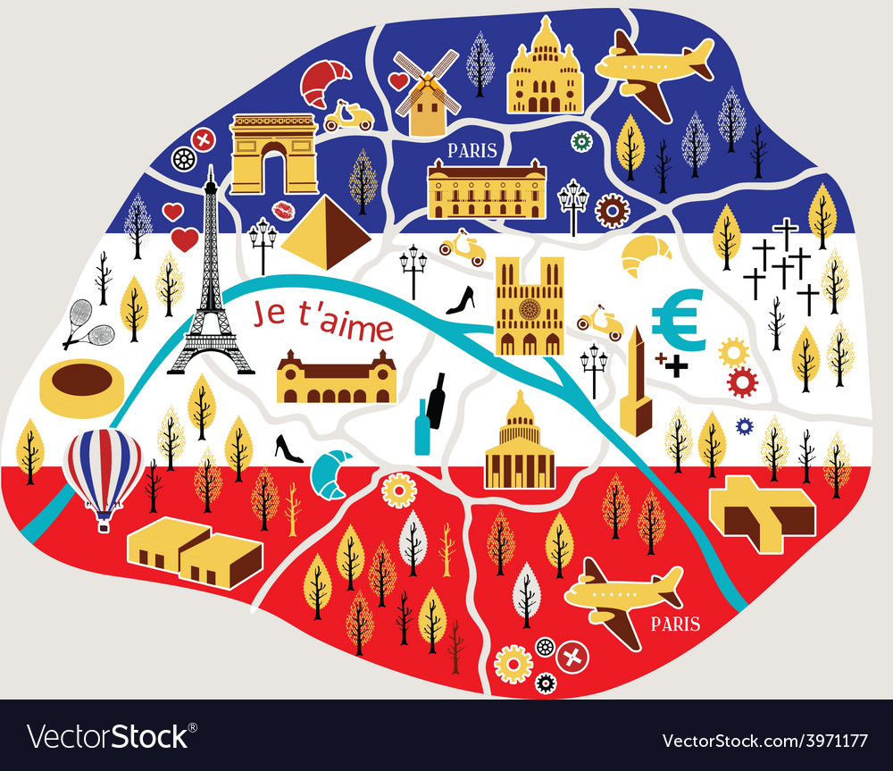 Paris map Royalty Free Vector Image - VectorStock