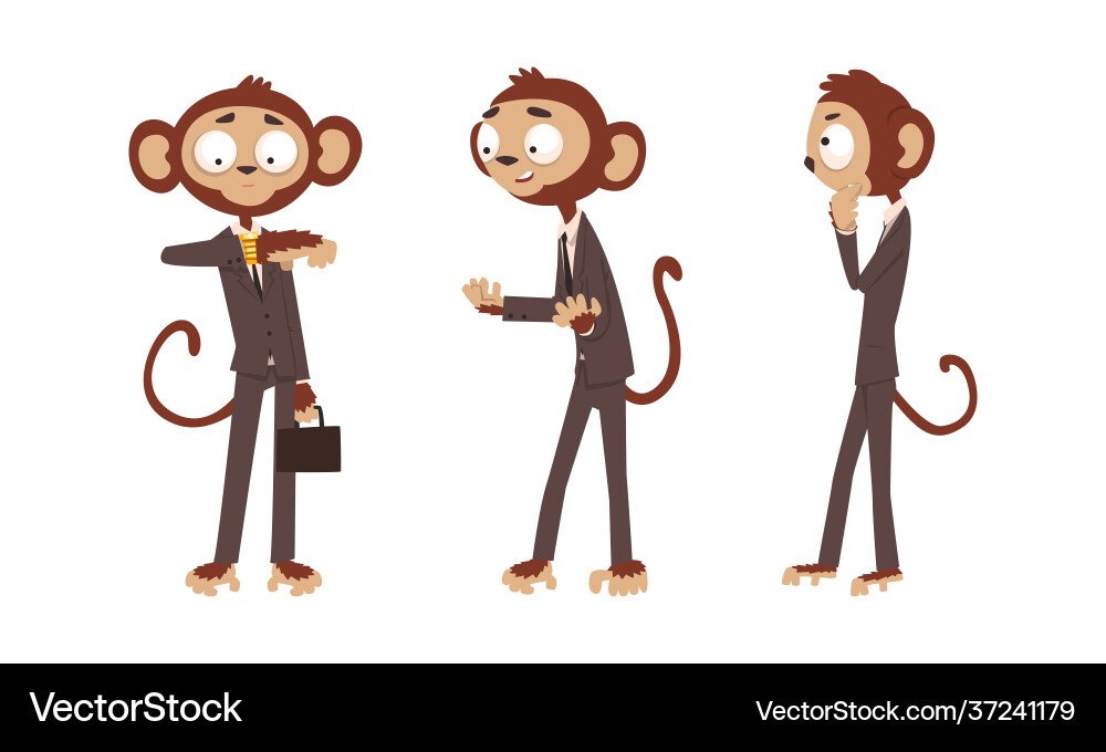 Monkey businessman character in various poses set Vector Image