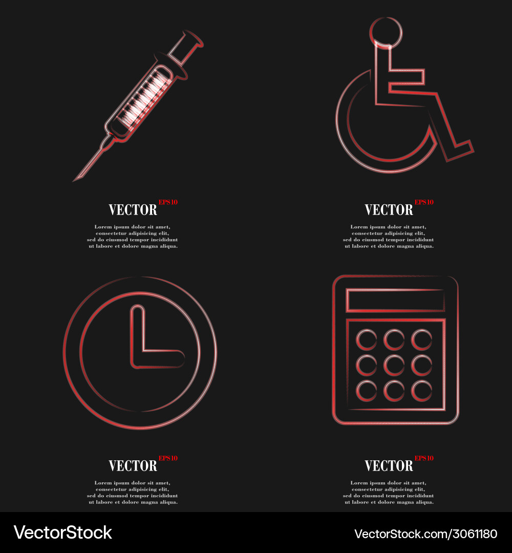 Set of red web icon flat design simple sticker Vector Image