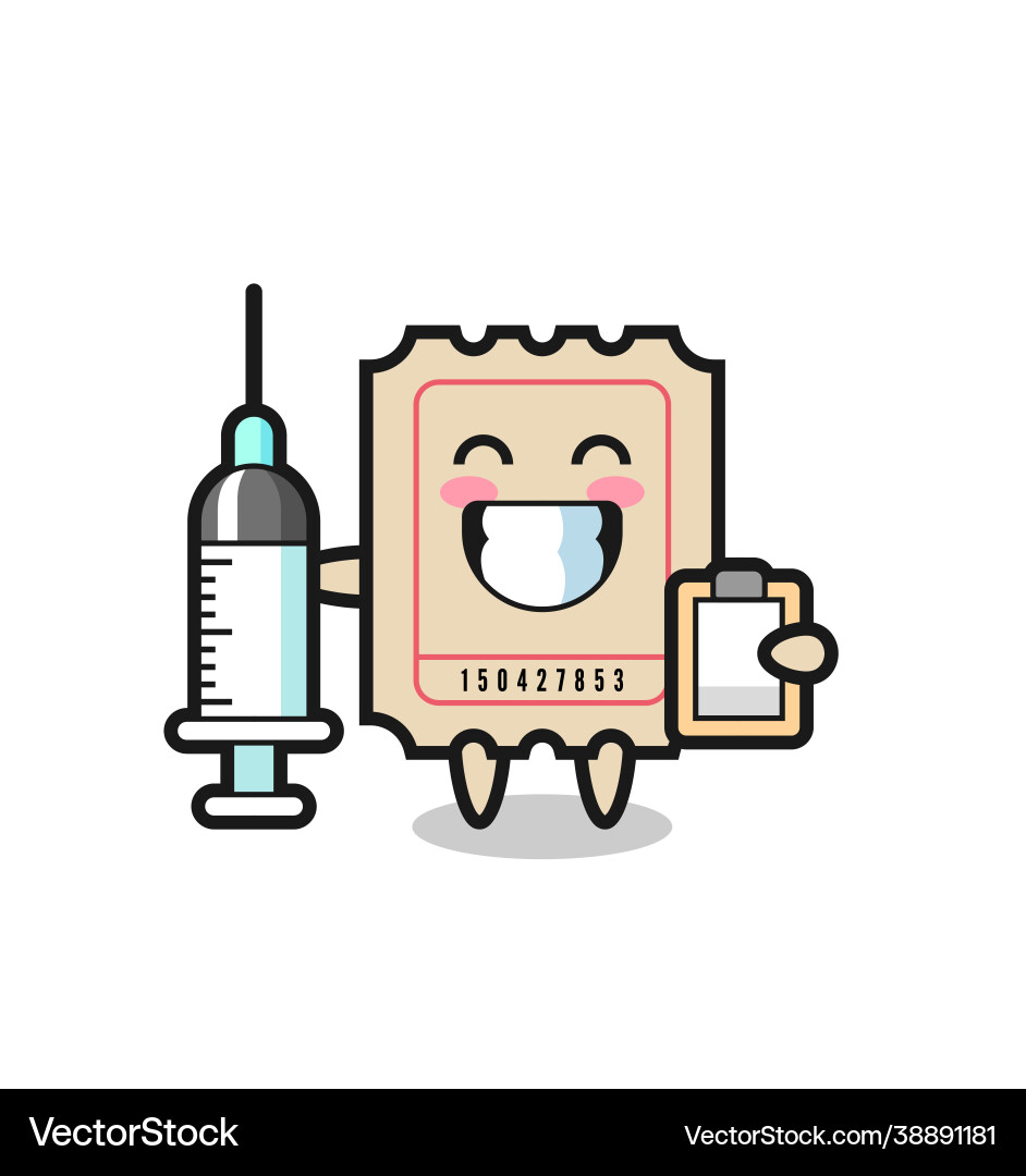 Mascot ticket as a doctor Royalty Free Vector Image