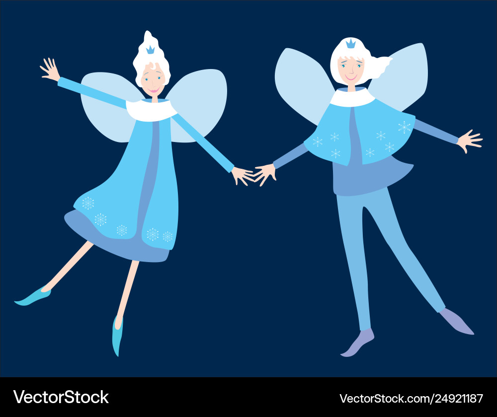 A couple happy flying elves Royalty Free Vector Image