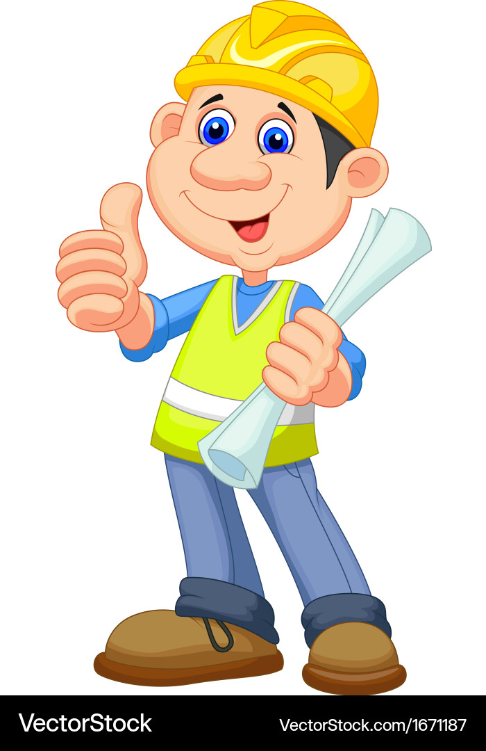 Cartoon Construction worker repairman Royalty Free Vector