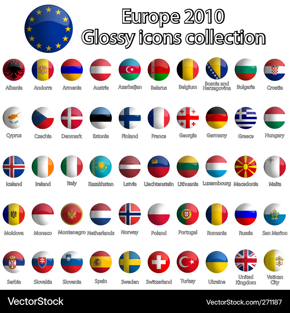 Europe icons Royalty Free Vector Image - VectorStock
