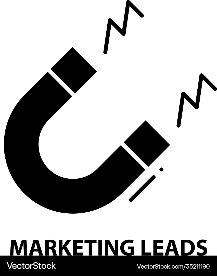 Marketing leads icon black sign Royalty Free Vector Image