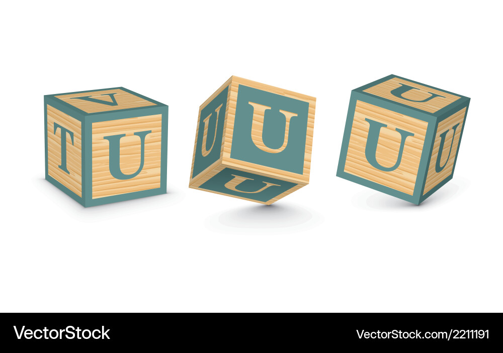 Letter U wooden alphabet blocks Royalty Free Vector Image