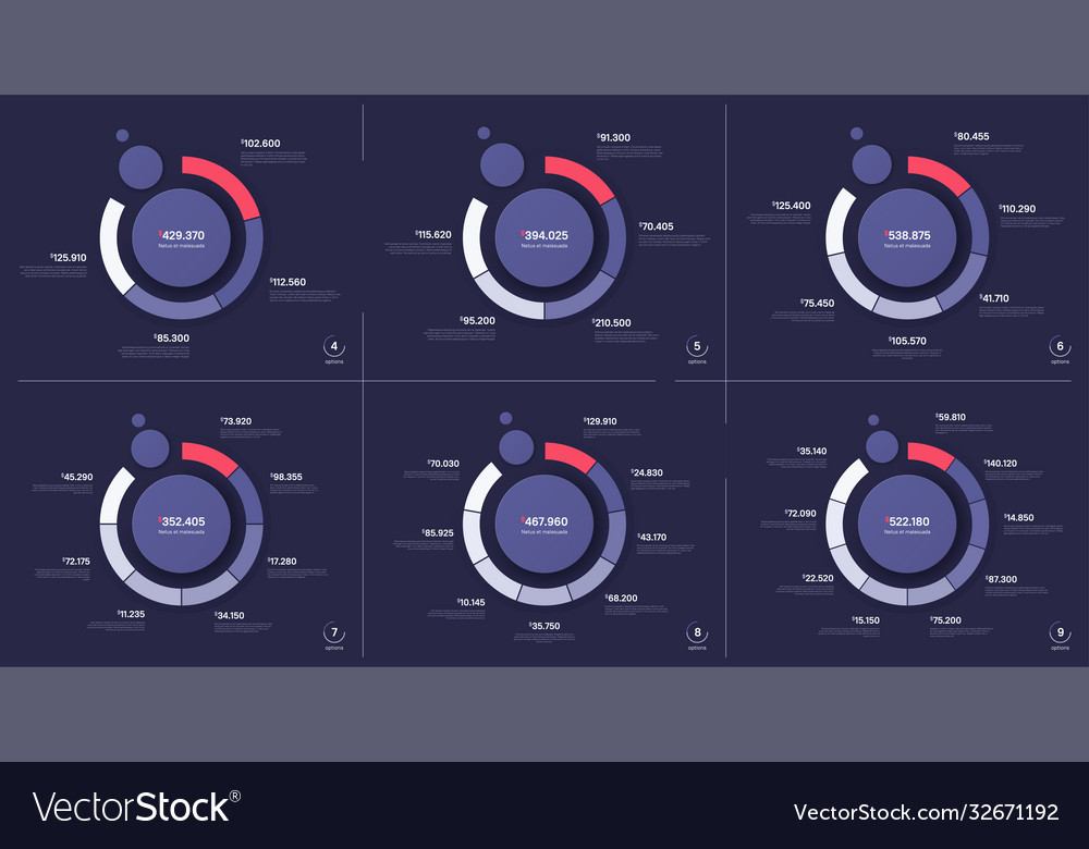 Set circle chart designs modern Royalty Free Vector Image