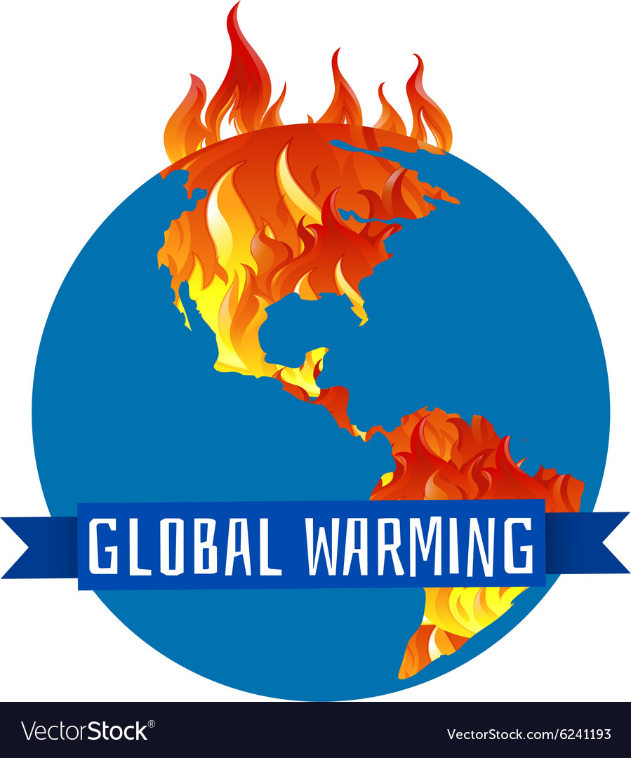 Global warming poster with earth on fire Vector Image