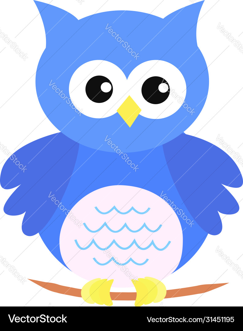 Blue owl on white background Royalty Free Vector Image