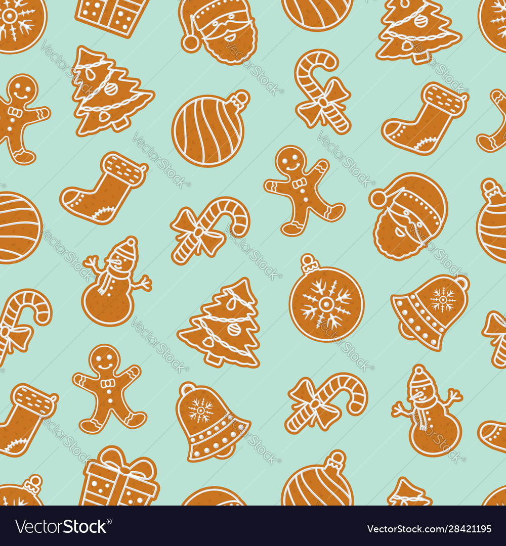 Christmas seamless pattern with gingerbread Vector Image