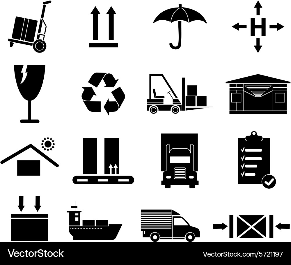 Warehouse logistics icons set Royalty Free Vector Image