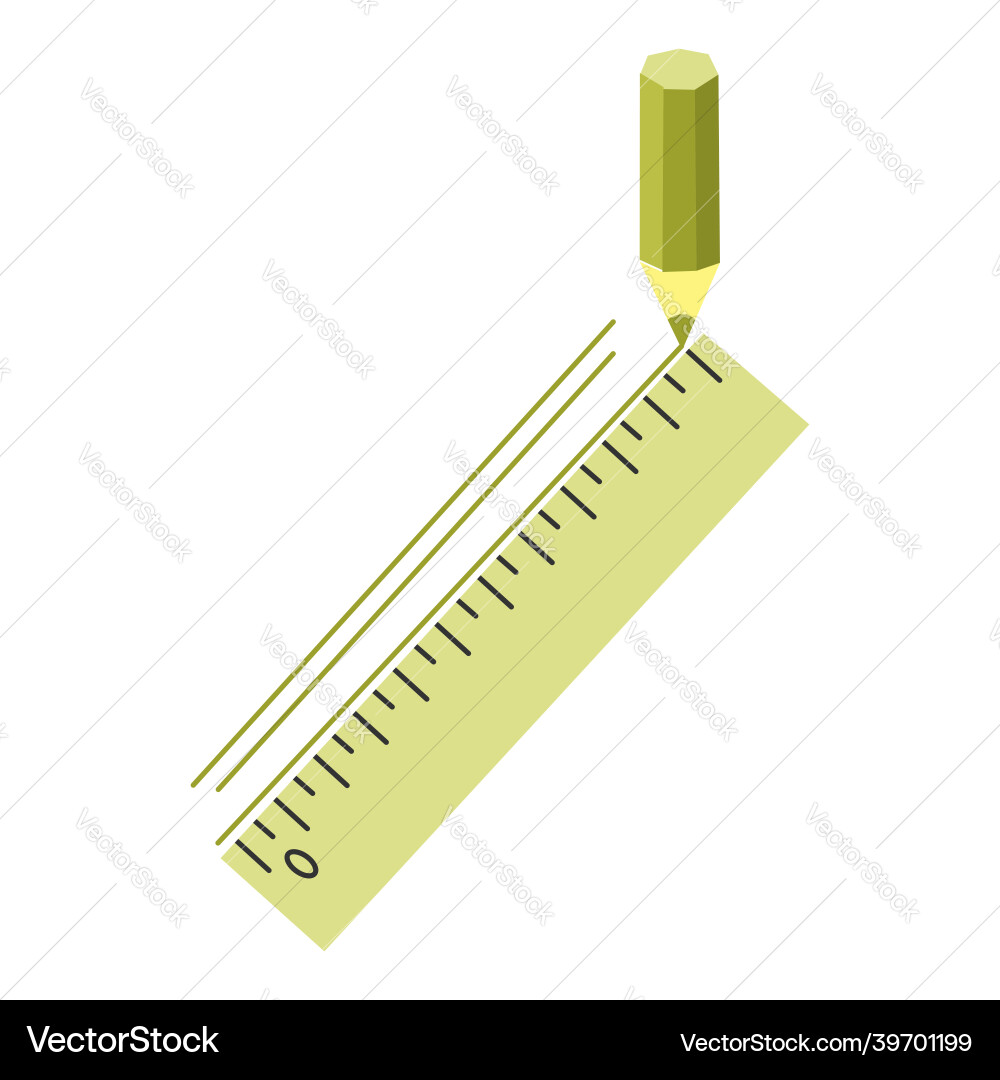 A pastel green ruler and pen Royalty Free Vector Image