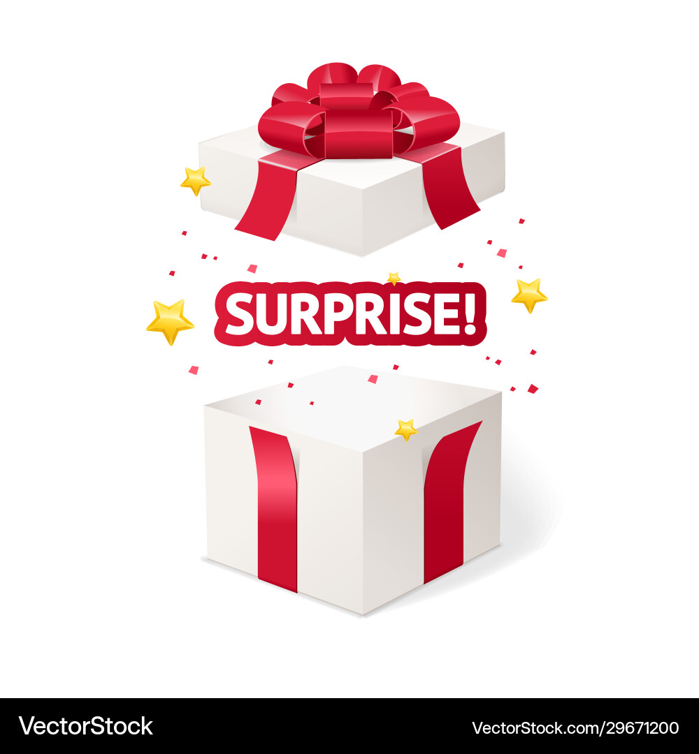 Realistic detailed 3d present box open Royalty Free Vector