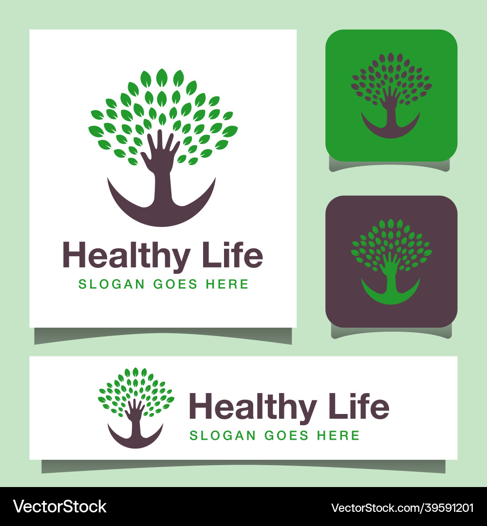 Green tree life with hope hand logo design Vector Image