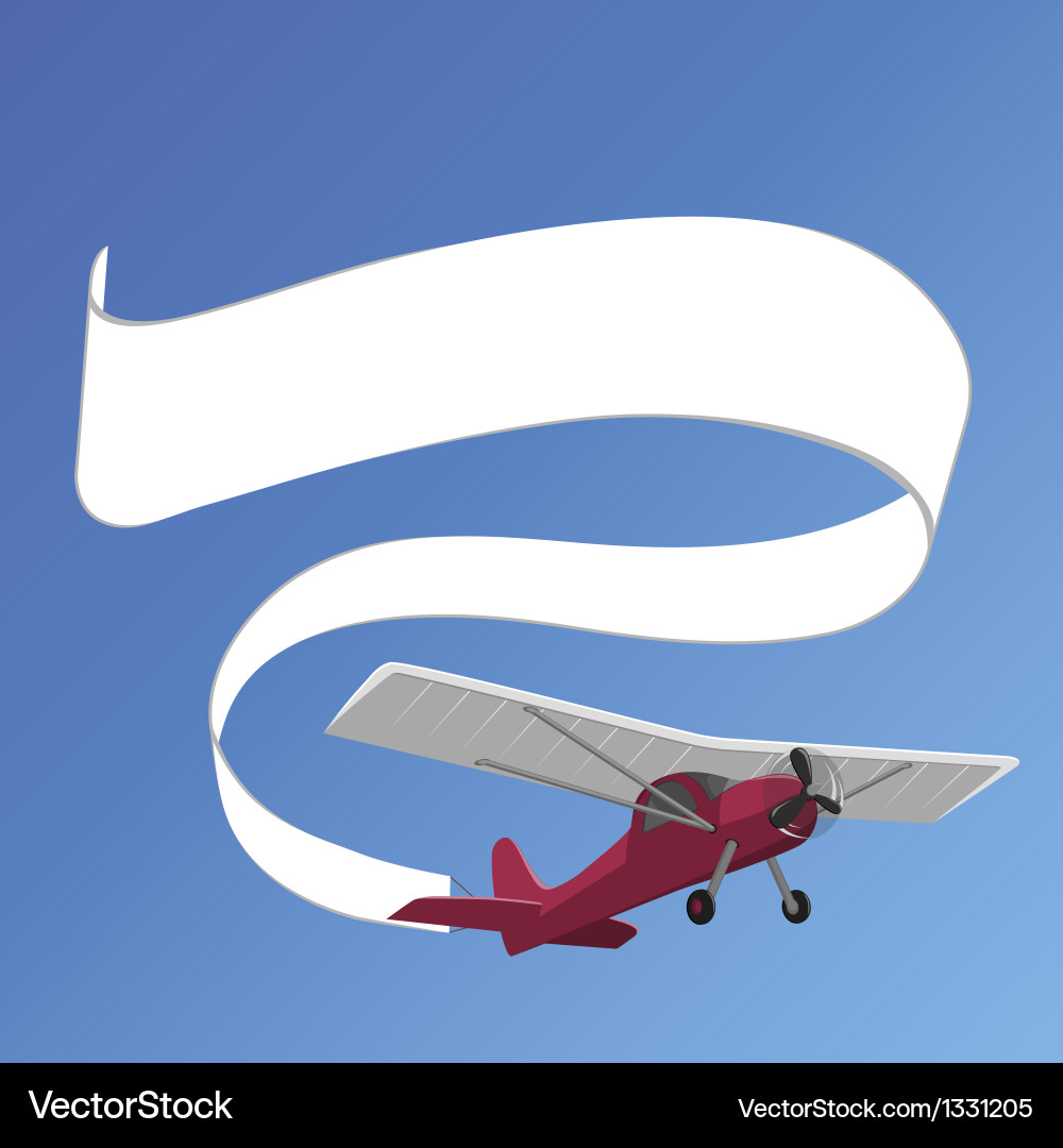 Plane pulling white banner Royalty Free Vector Image