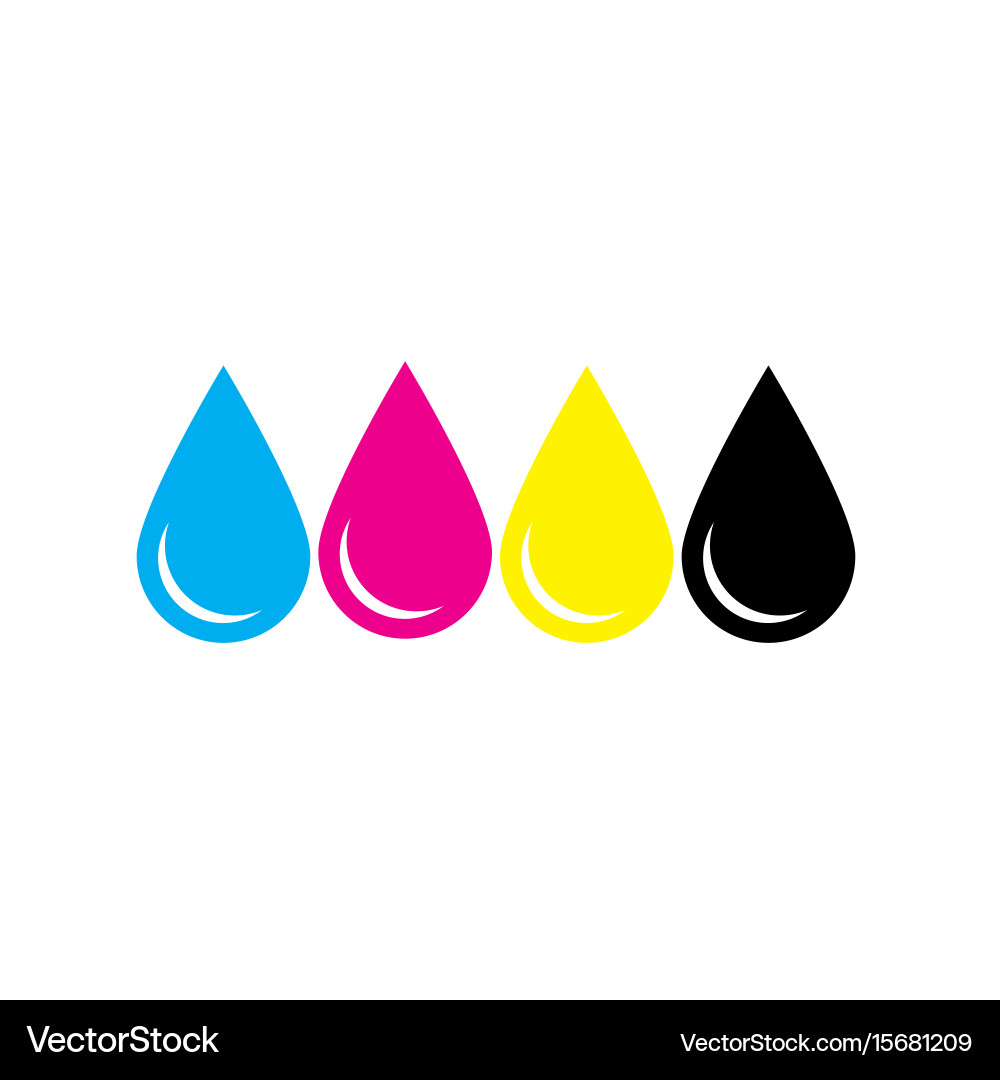 Ink drops in cmyk colors - cyan magenta yellow Vector Image