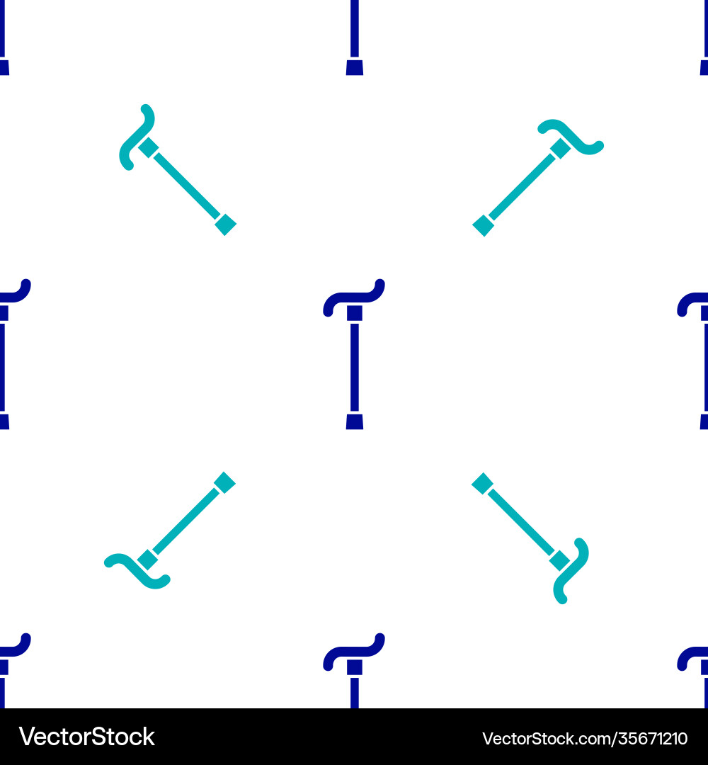 Blue walking stick cane icon isolated seamless Vector Image