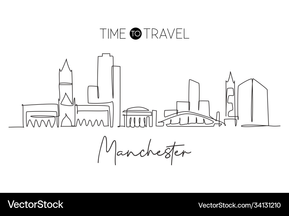 One single line drawing manchester city Royalty Free Vector