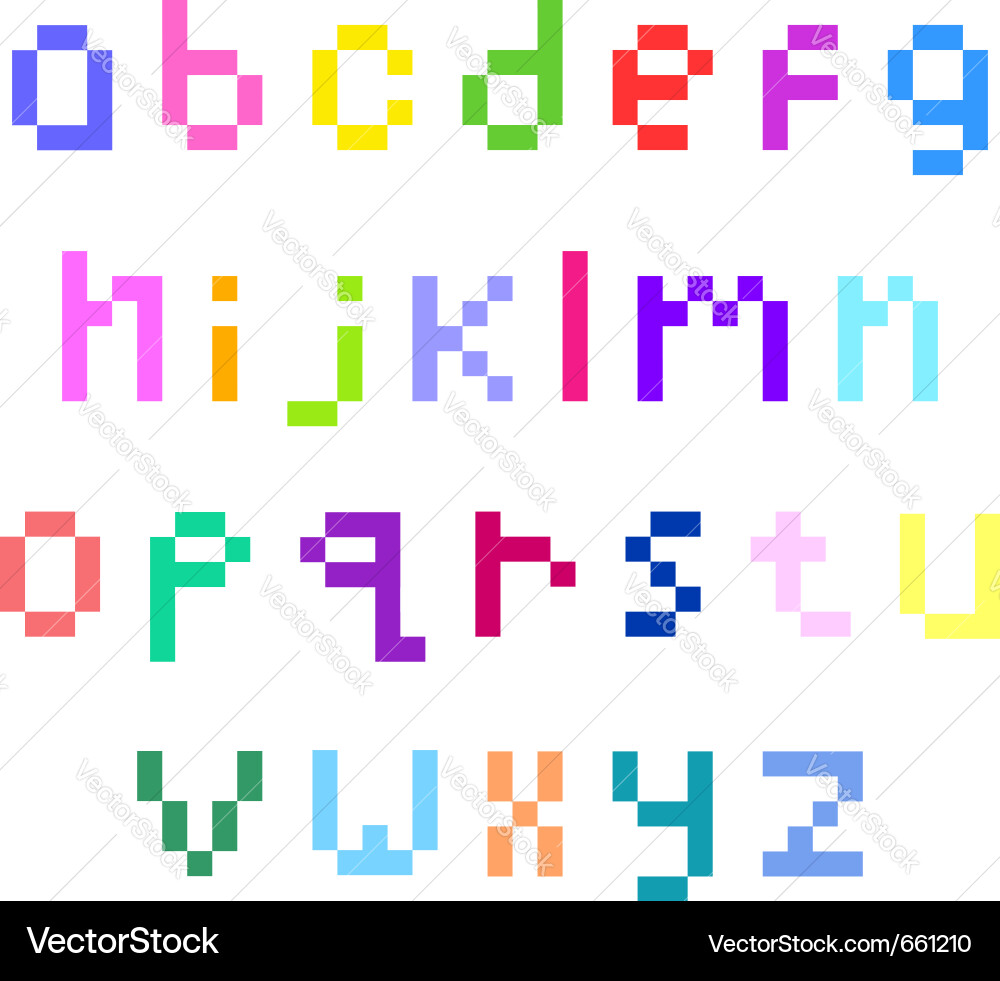 Pixel lower case alphabet Royalty Free Vector Image