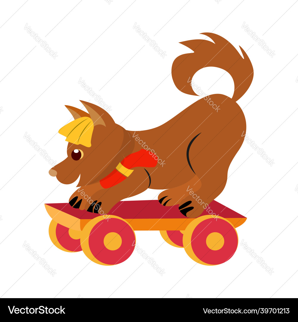 Toy fox and a skateboard accompanied by flat Vector Image