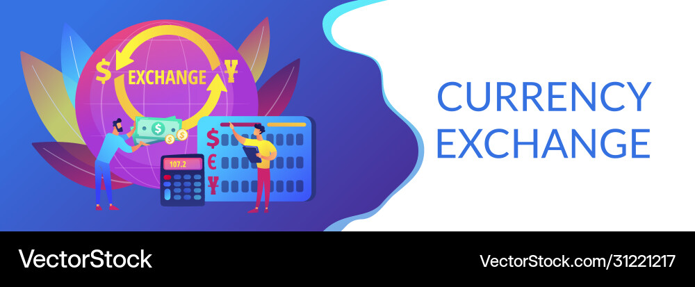 Currency exchange concept banner header Royalty Free Vector