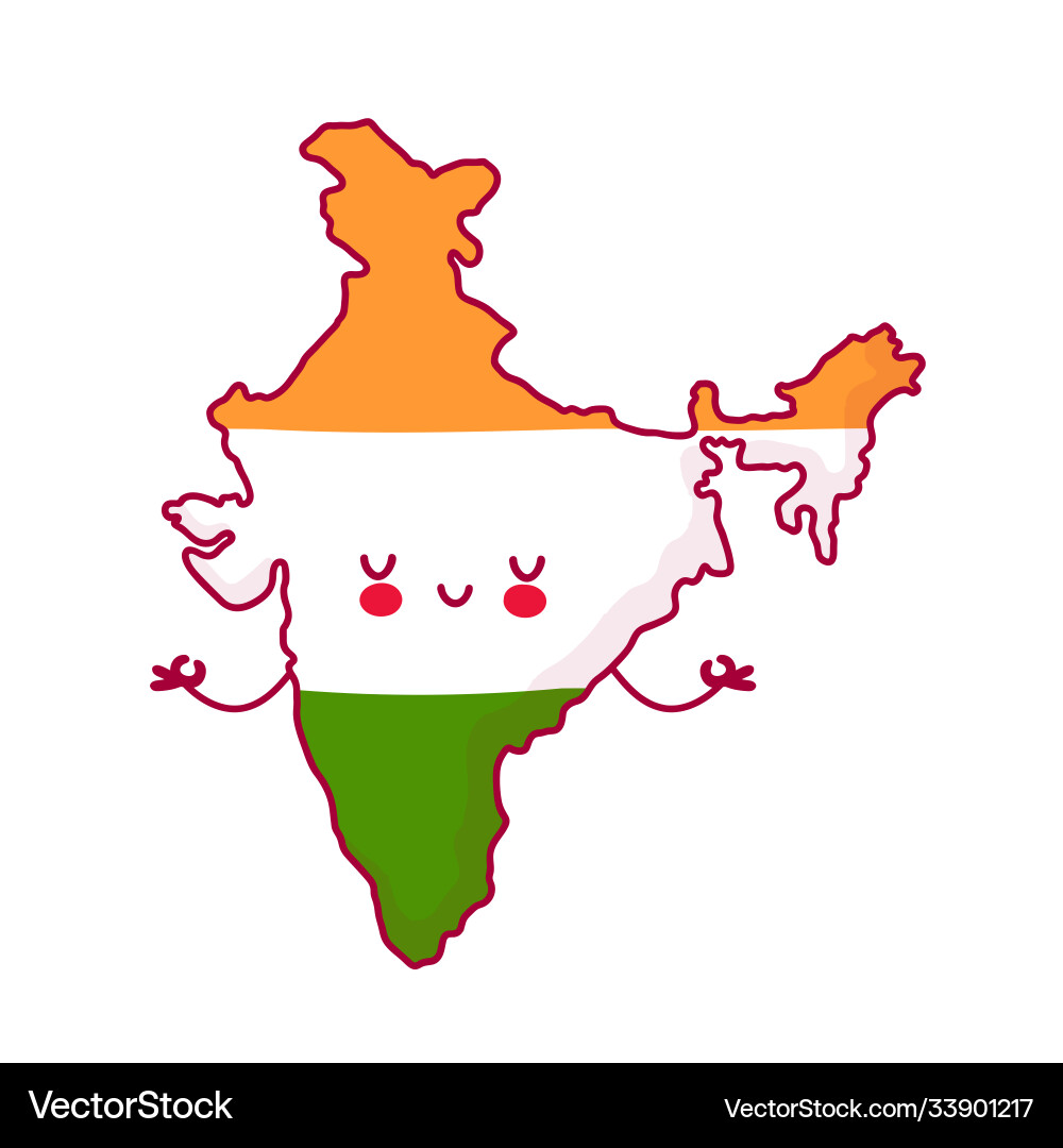 Cute happy funny india map and flag Royalty Free Vector