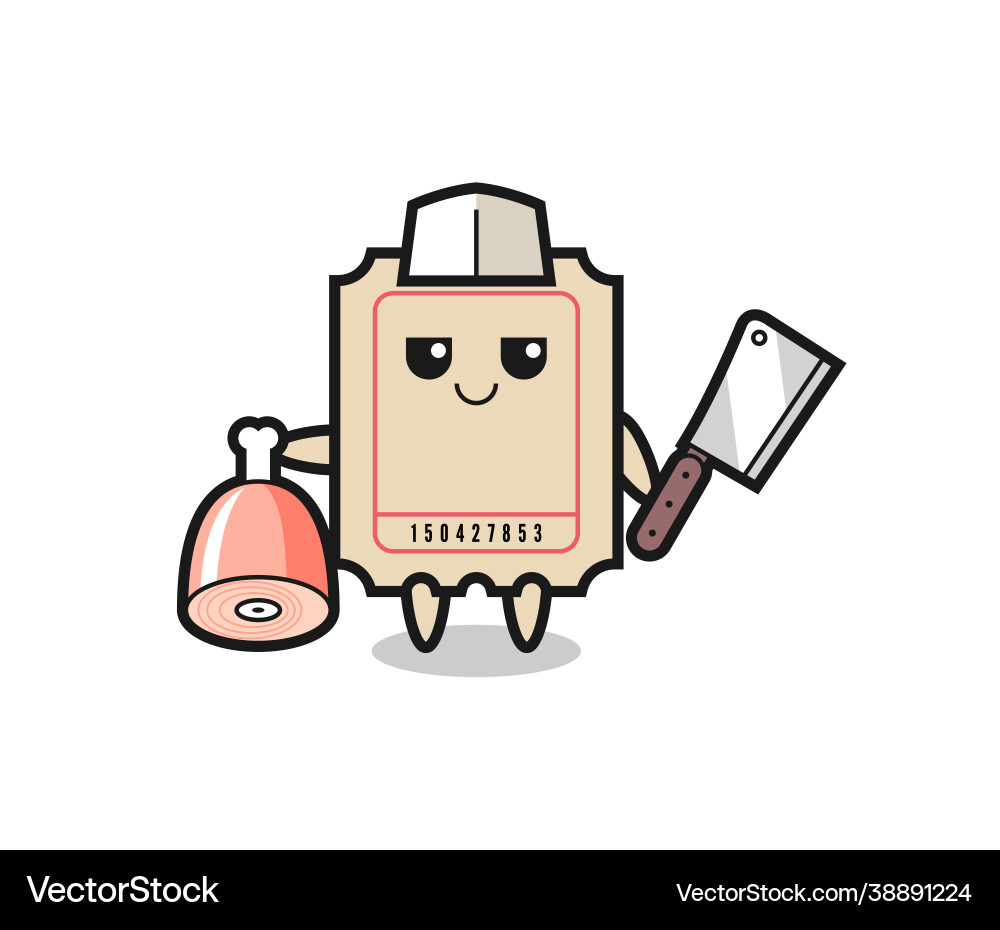 Ticket character as a butcher Royalty Free Vector Image