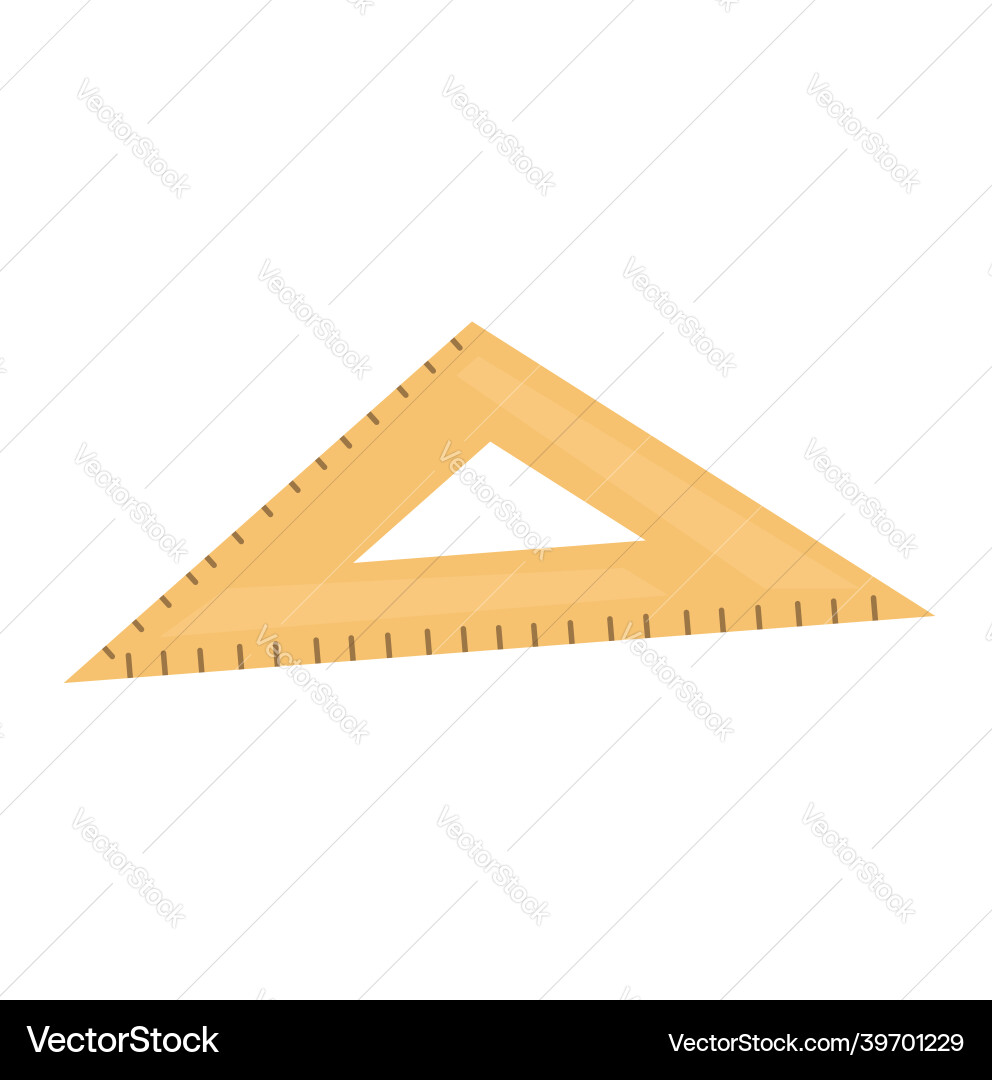 Flat of a brown wooden triangular ruler a flat Vector Image