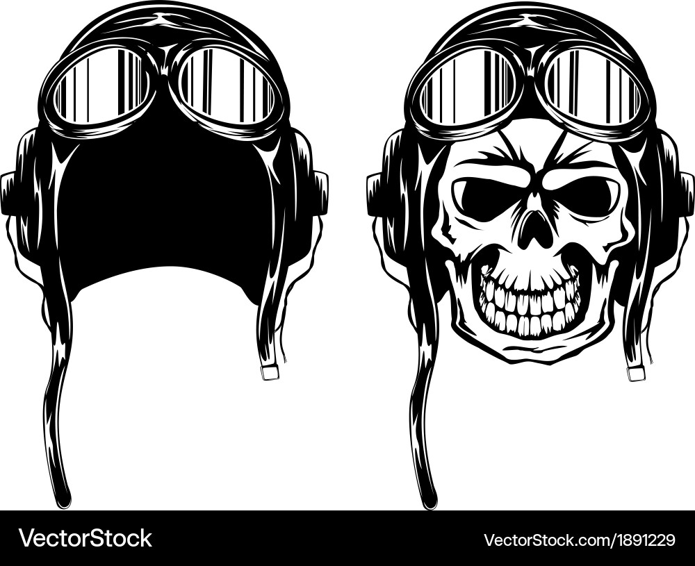 Skull in pilots helmet Royalty Free Vector Image