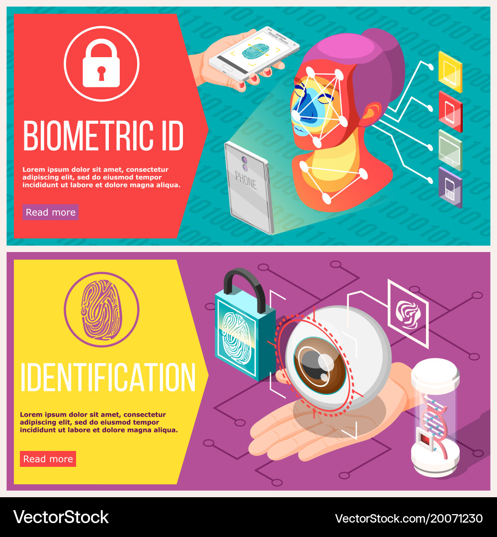 Biometric id horizontal banners Royalty Free Vector Image