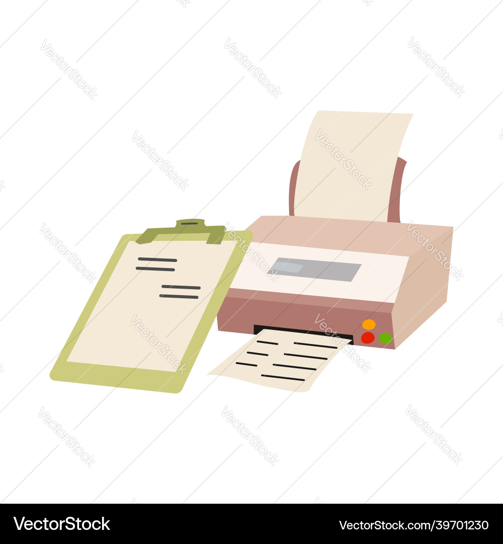 Printer comes with a pastel green clipboard Vector Image