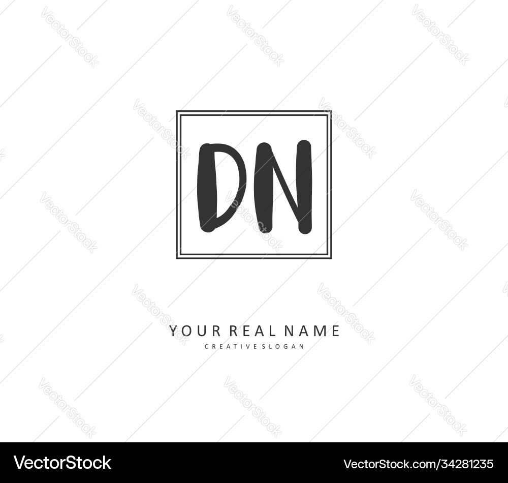 D n dn initial letter handwriting and signature Vector Image