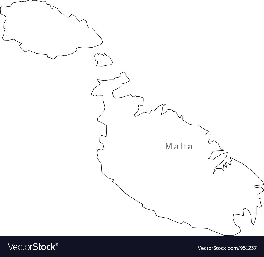 Black White Malta Outline Map Royalty Free Vector Image