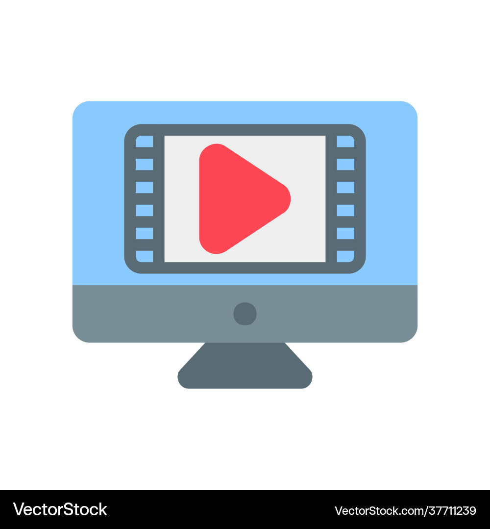 Video streaming icon in flat style about Vector Image