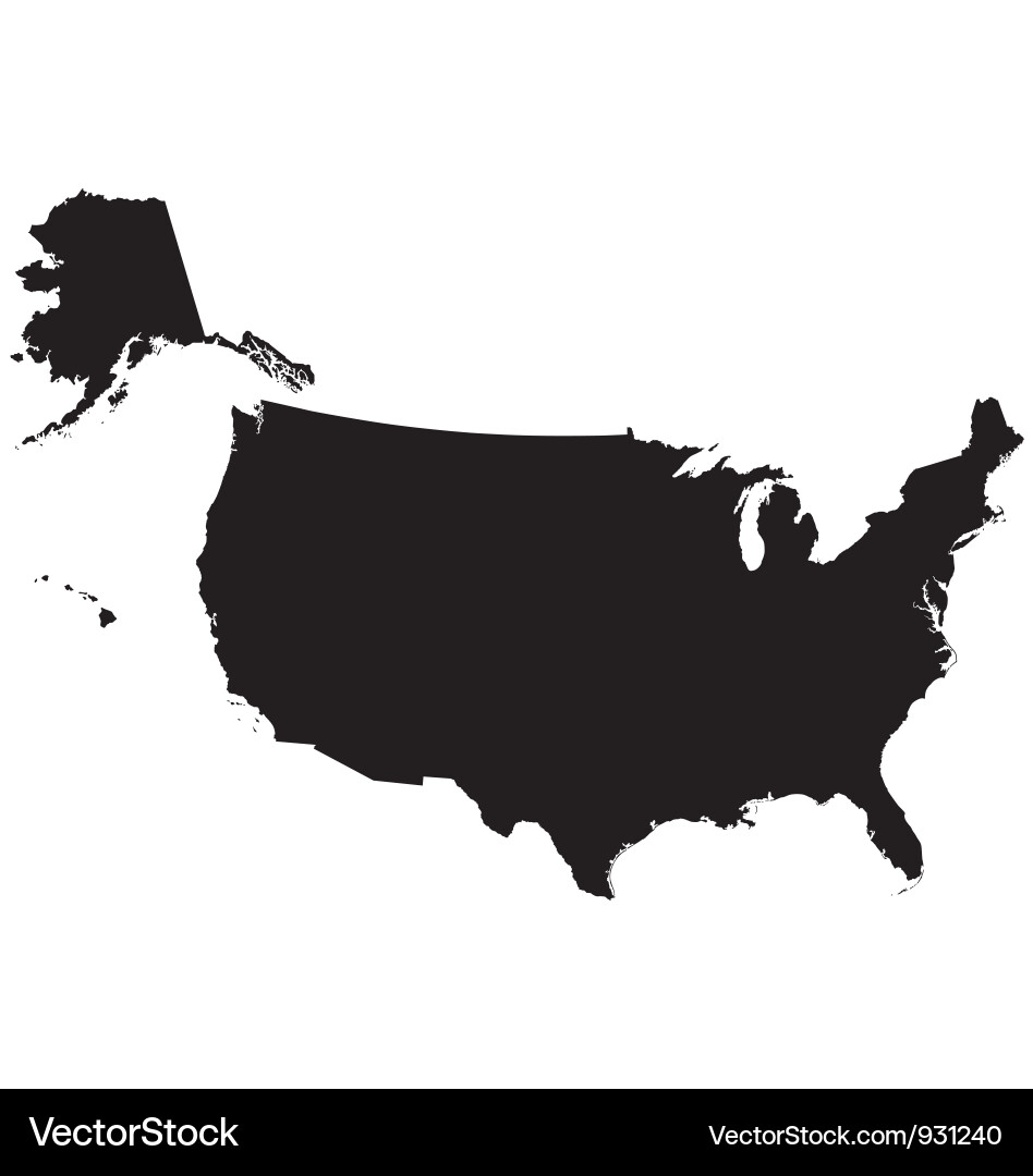 Silhouette map of the United States Of America Vector Image