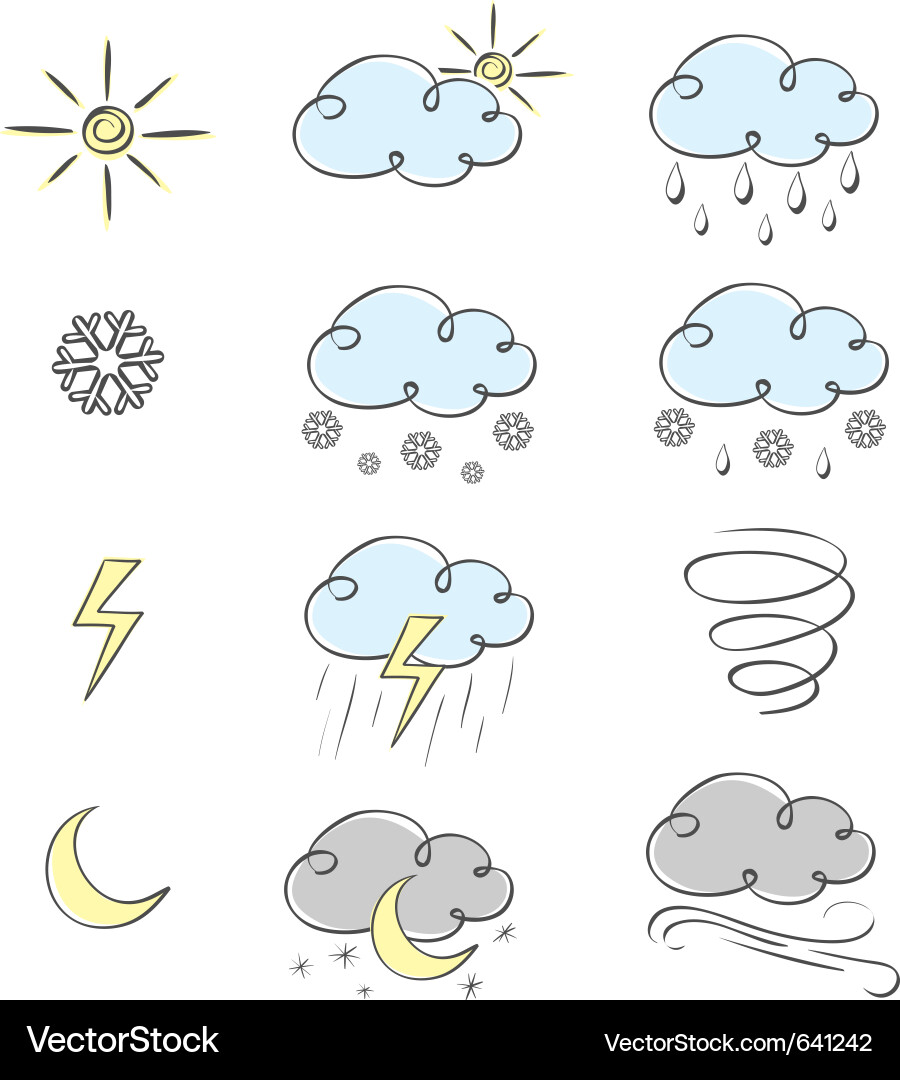 Cute weather icons Royalty Free Vector Image - VectorStock