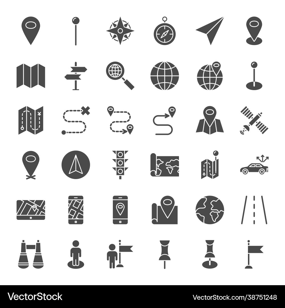 Navigation solid web icons Royalty Free Vector Image