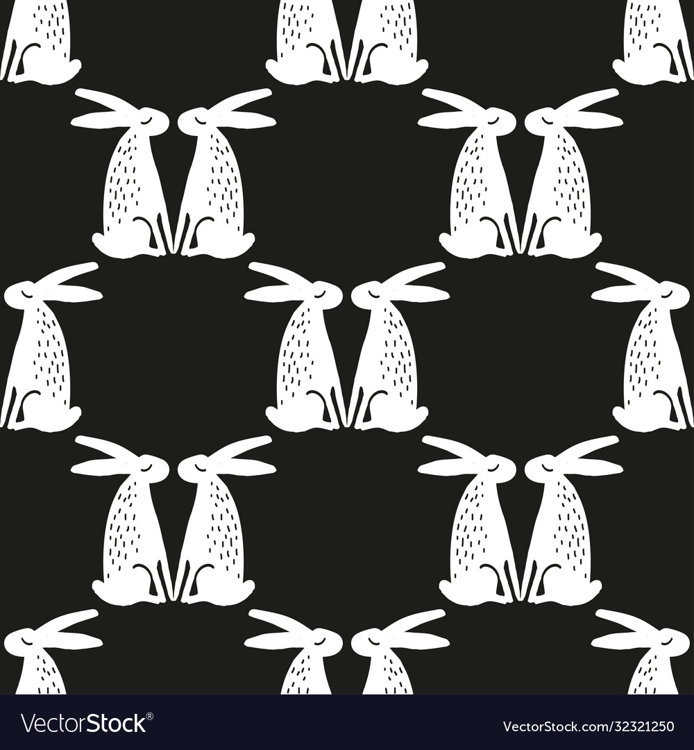 Seamless hand drawn pattern with rabbits Vector Image