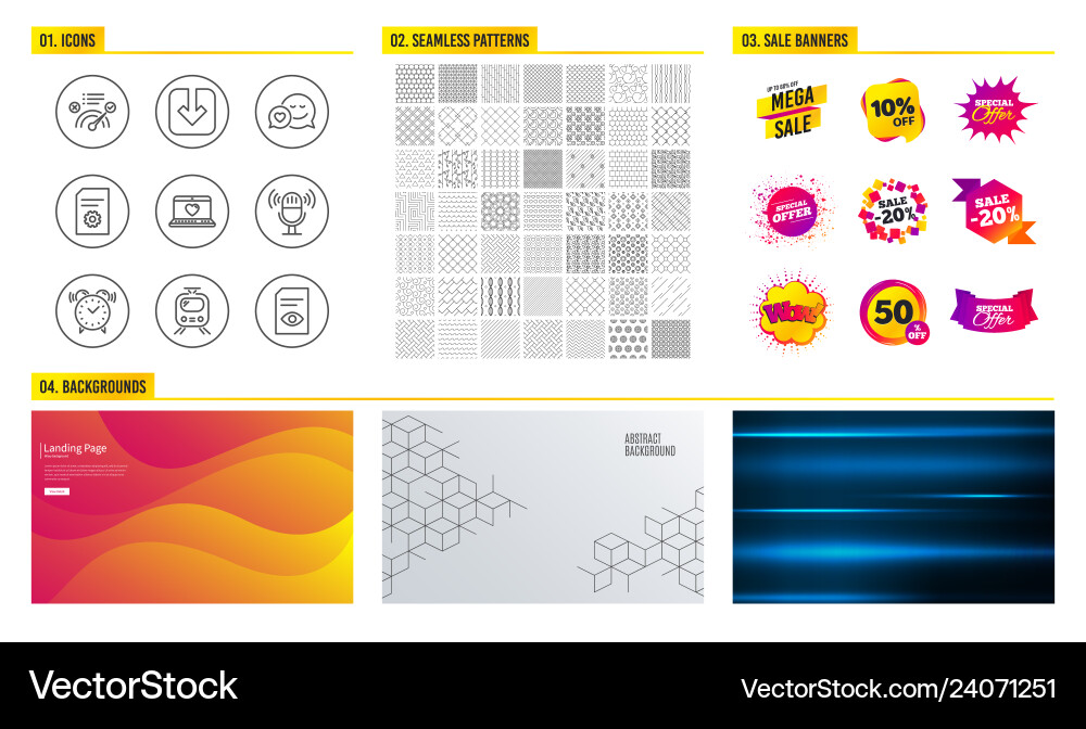Seamless pattern shopping mall banners set web Vector Image