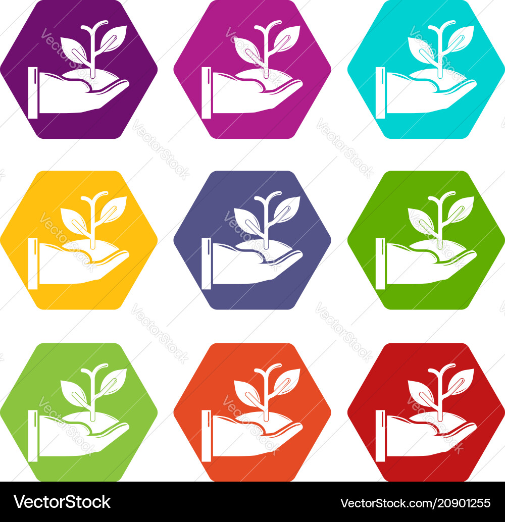 Hand sprout icons set 9 Royalty Free Vector Image