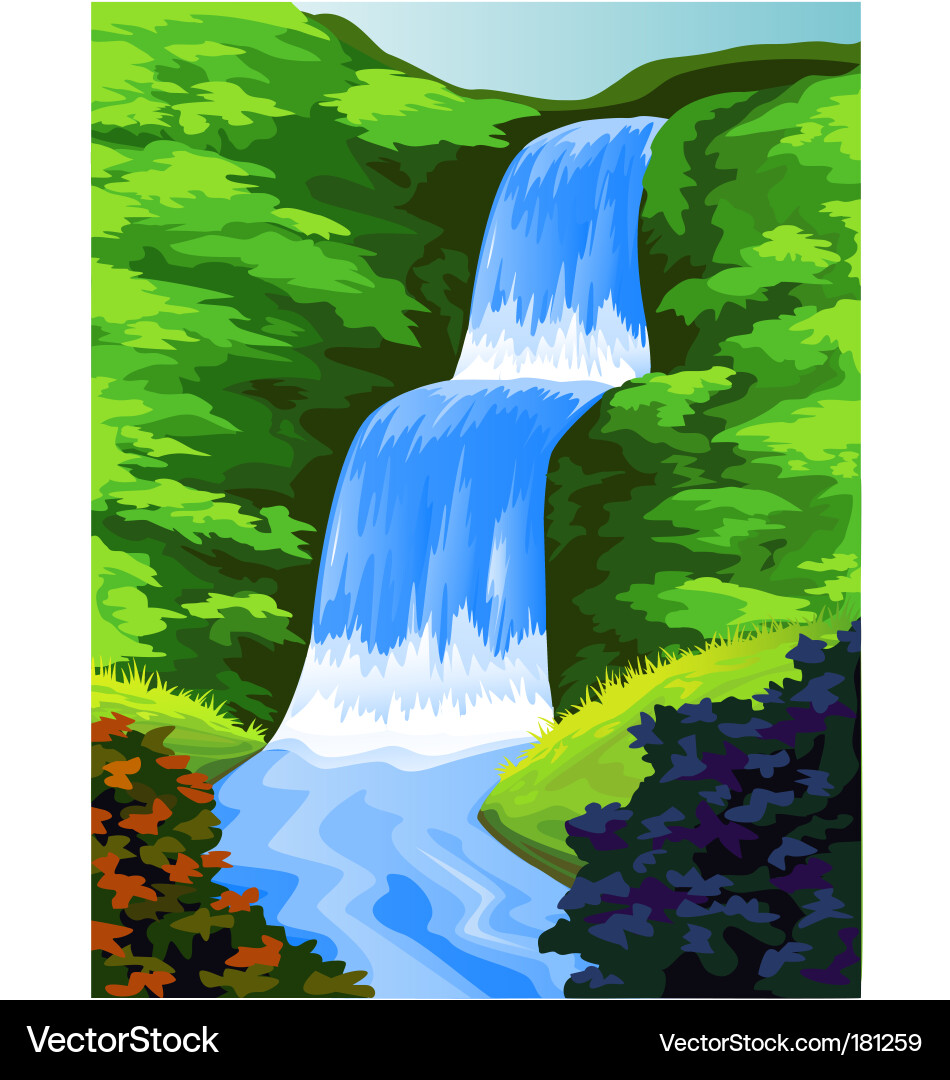 Beautiful waterfall Royalty Free Vector Image - VectorStock