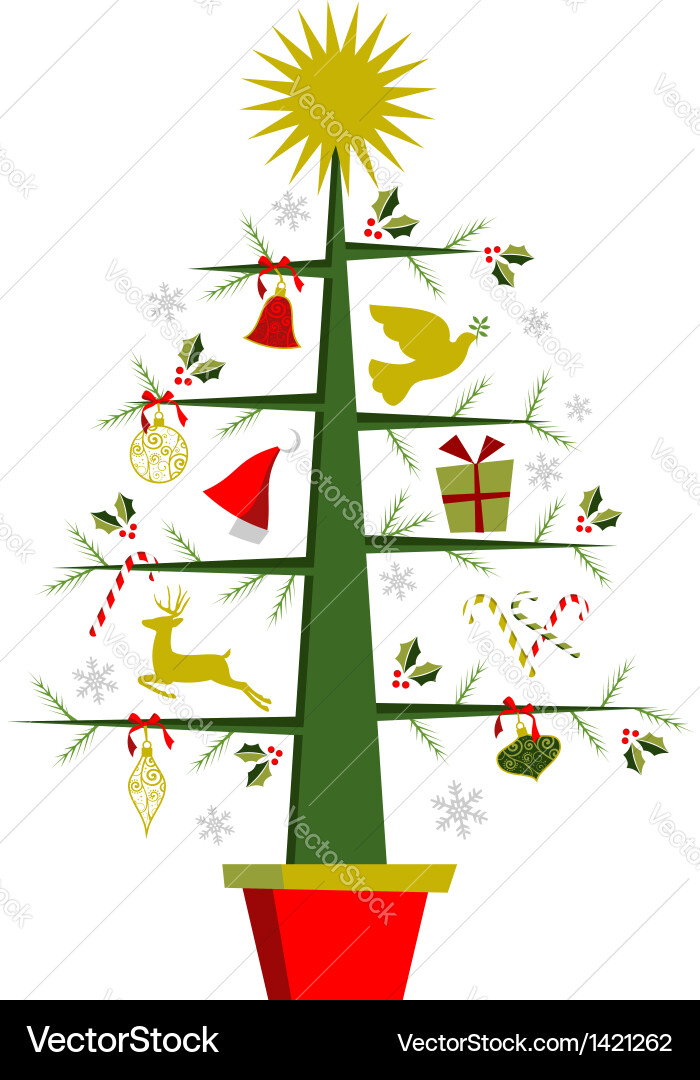 Christmas tree with symbols and decorations Vector Image