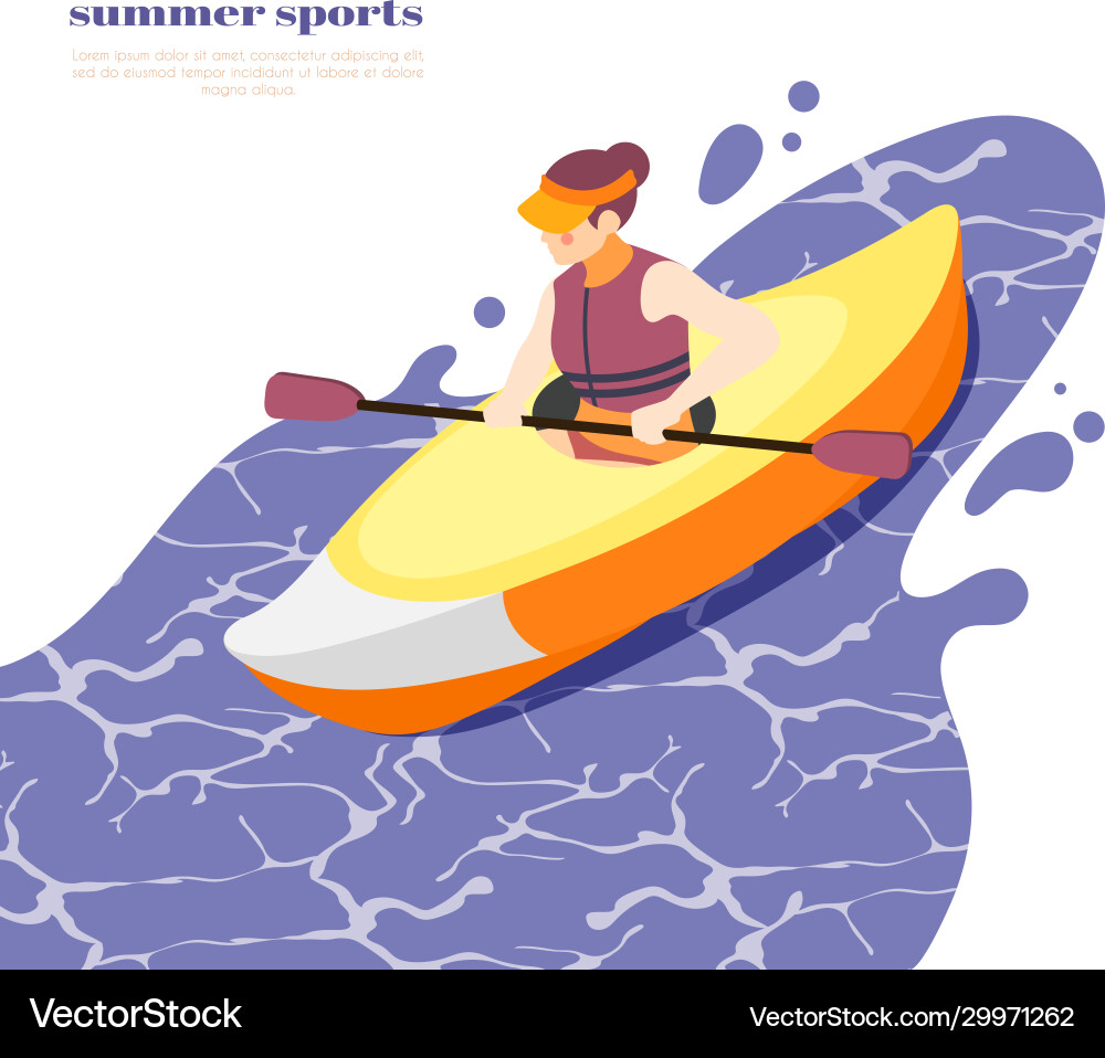 Kayaking sport isometric background Royalty Free Vector