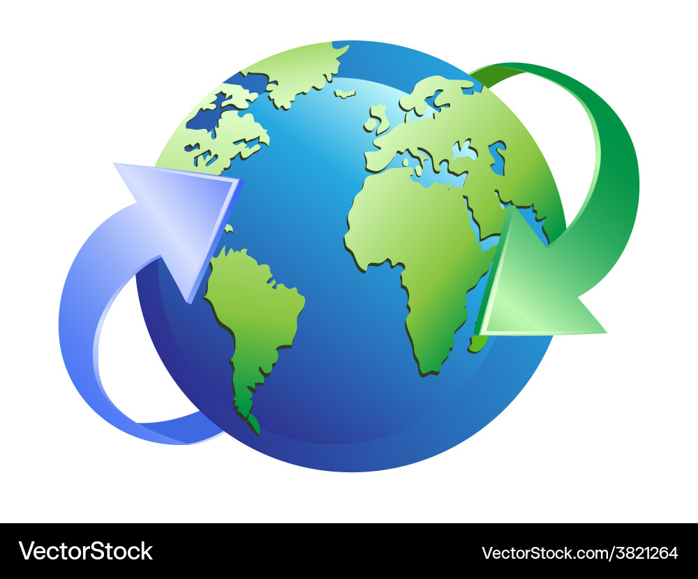 Earth with arrows around Royalty Free Vector Image