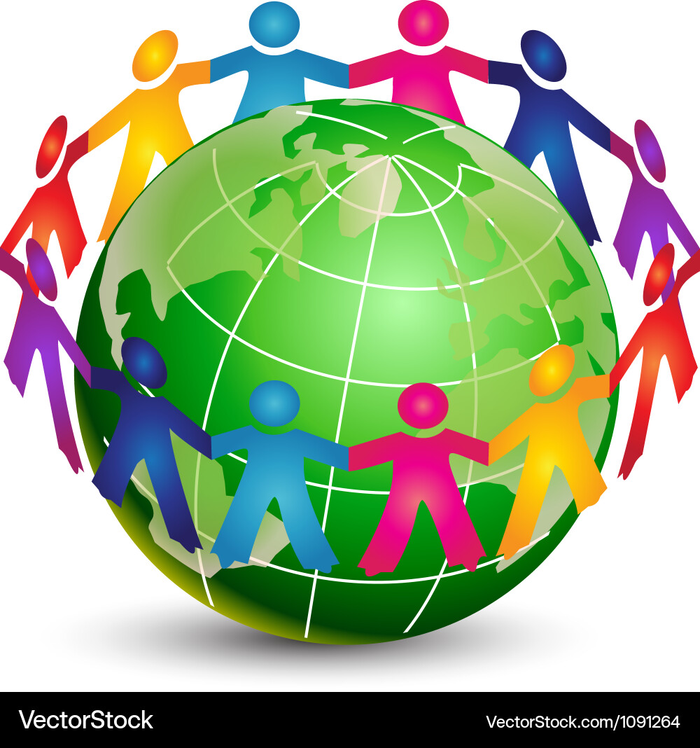 Happy people around world logo Royalty Free Vector Image
