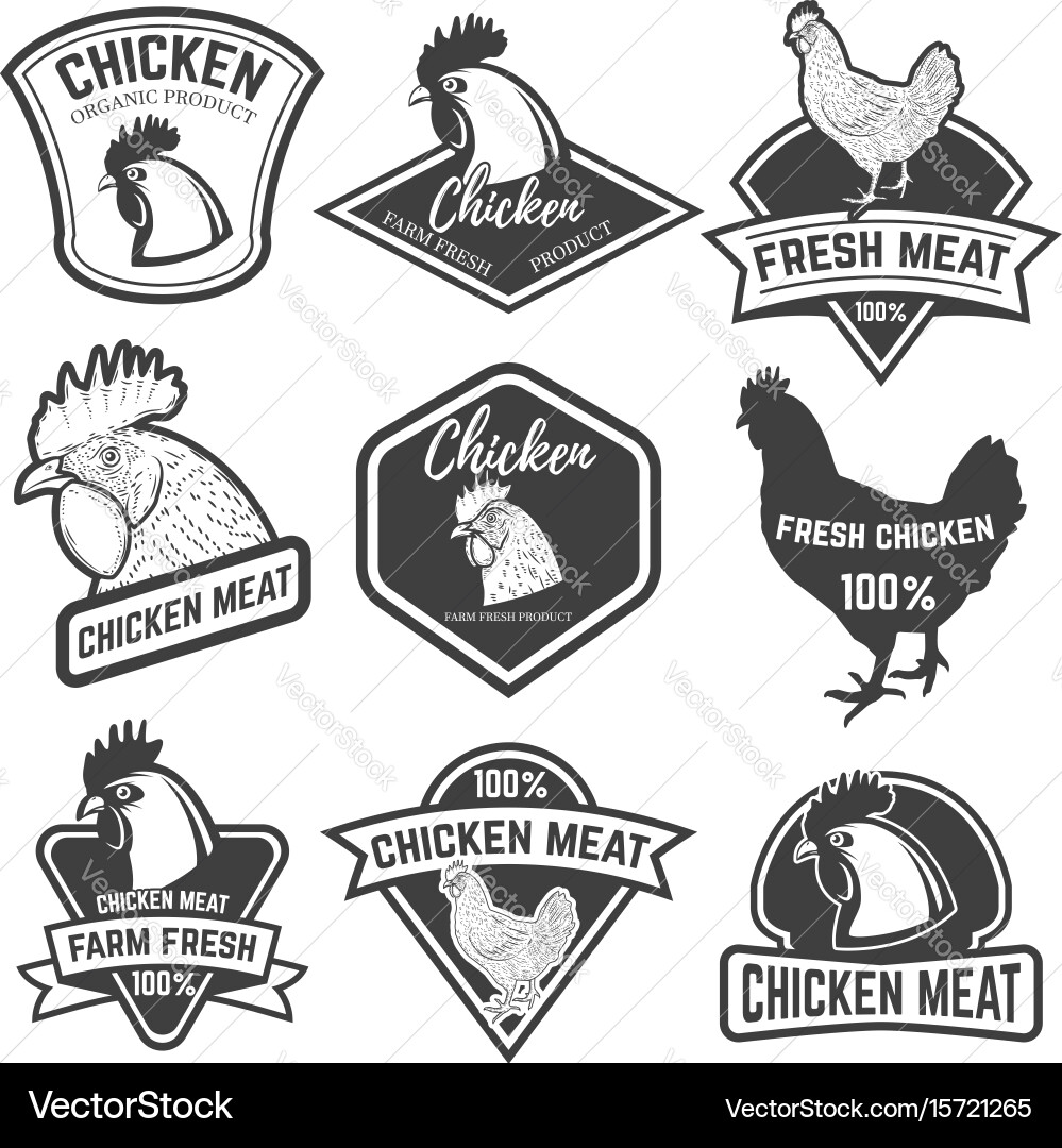 Set chicken meat labels design elements Royalty Free Vector